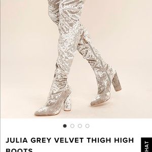 GoJane | Shoes | Julia Grey Velvet Thigh High Boots | Poshmark